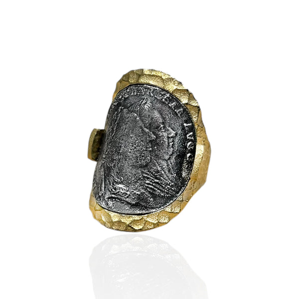 Tat2 Designs Maria Theresa Curved Coin Ring – 24K Gold | PapillonStyles