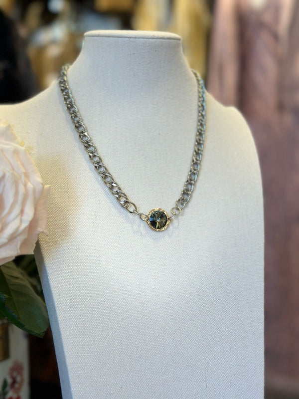 Gold Crystal Charm Necklace - Austrian Crystal 24k Gold | J. Jansen ...