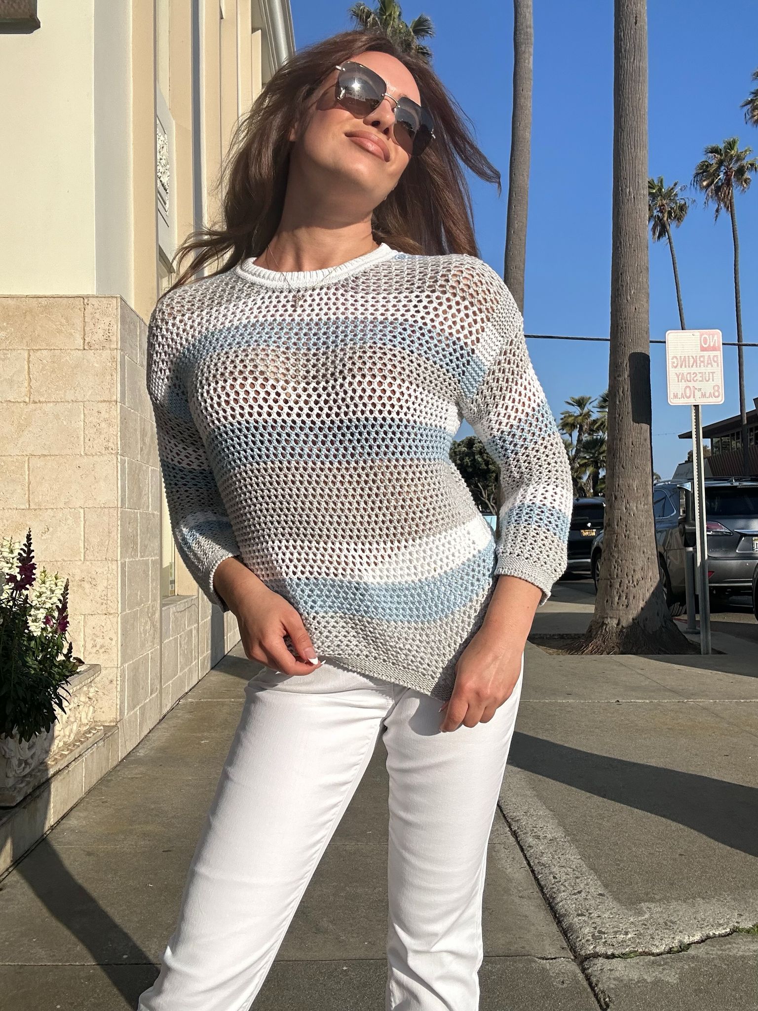 Joseph Ribkoff Striped Sweater Knit Pullover - PapillonStyles